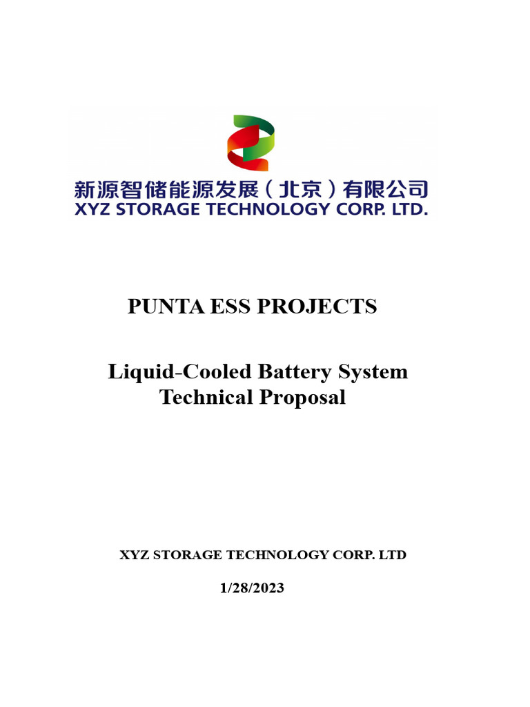 PUNTA ESS PROJECTS Liquid-Cooled Battery System Technical Proposal-2023.2.3 | Download Free PDF ...