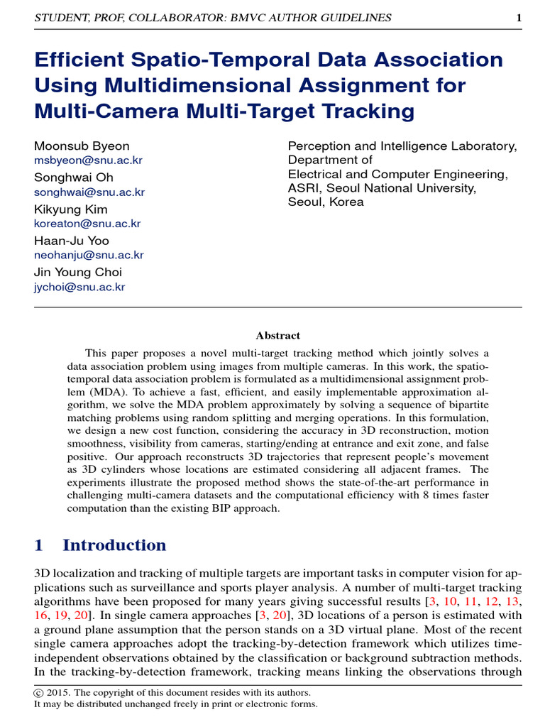 Efficient Spatio-Temporal Data Association Using Multidimensional ... Efficient Spatio-Temporal Data Association Using Multidimensional ...