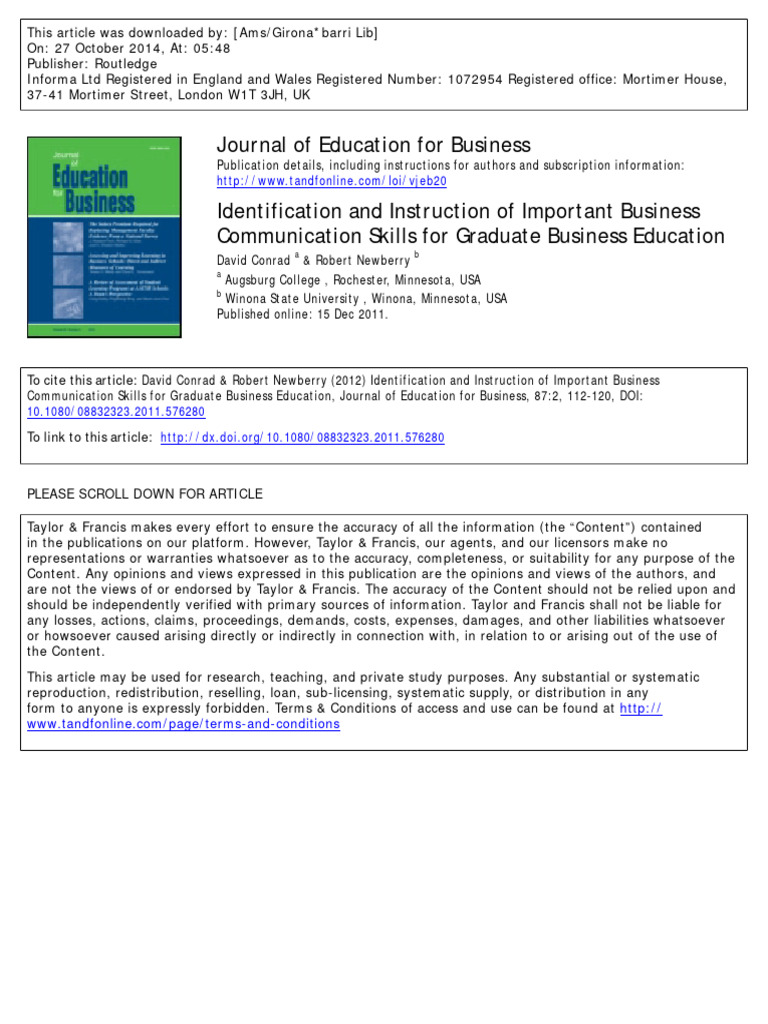 E4B Conrad2012 Identification & Instruction of Important Business | PDF ...