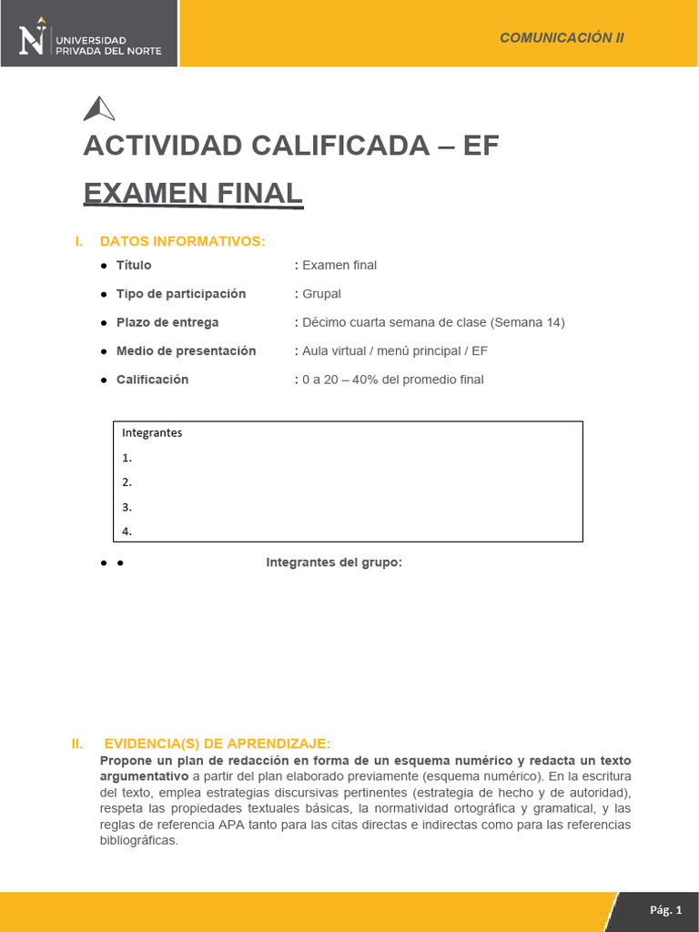 Examen Final de Comunicación II | PDF | Gramática | Sintaxis
