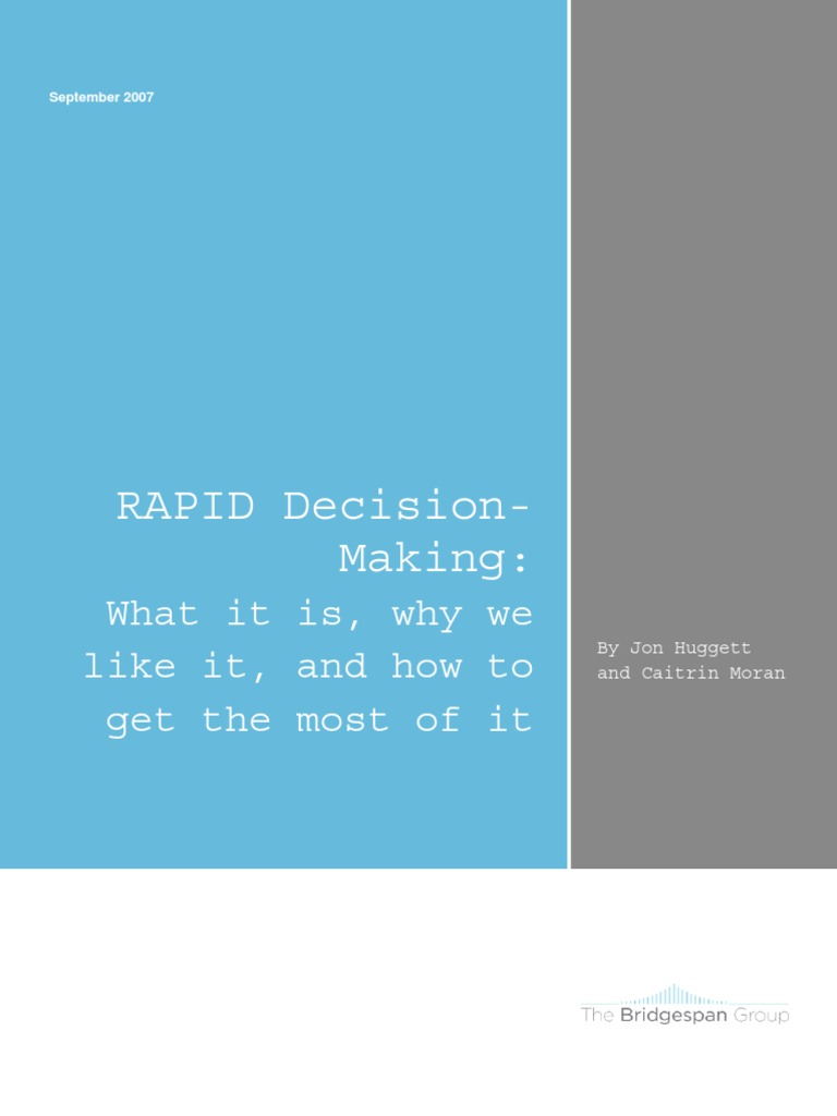 RAPID Decision Making | PDF | Trade Off | Decision Making