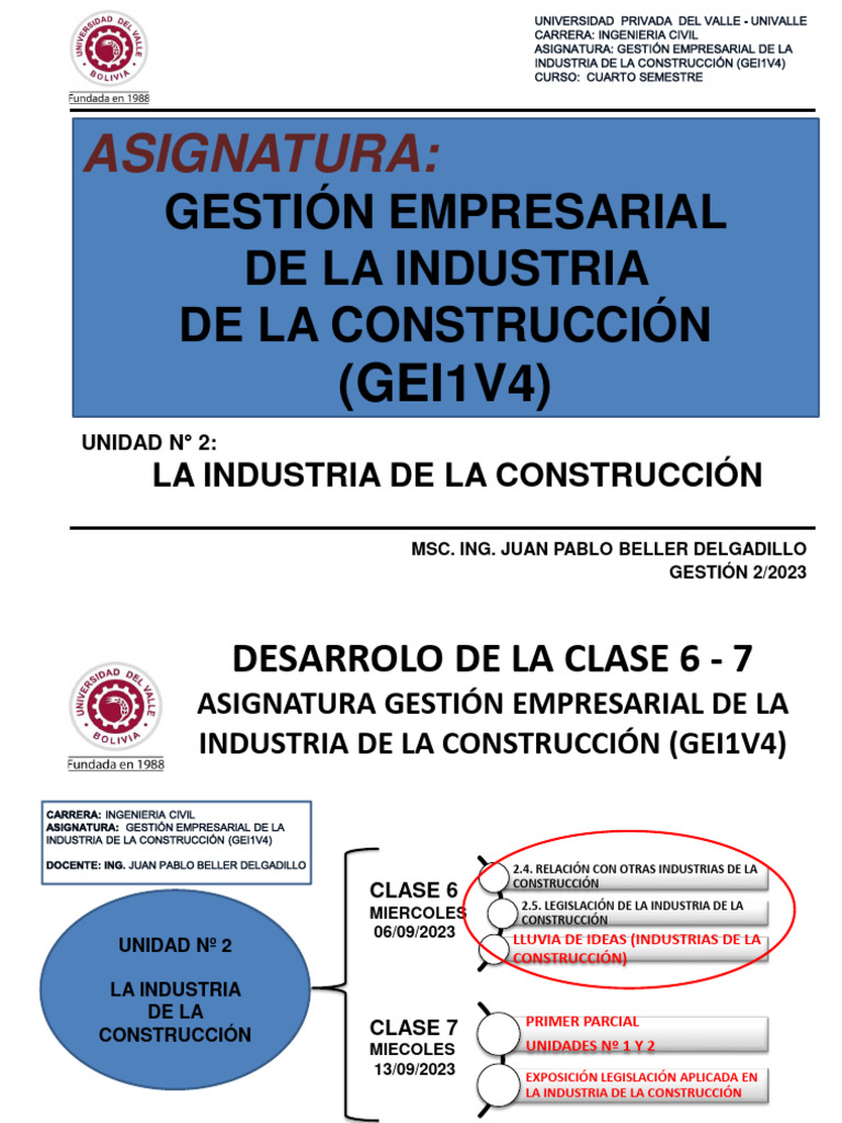 Diapositivas Unidad #2 - Clase 6 - 7 | PDF | Ingeniero civil | Sector ...