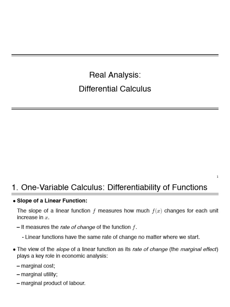 06 Differential Calculus Pdf Derivative Function Mathematics