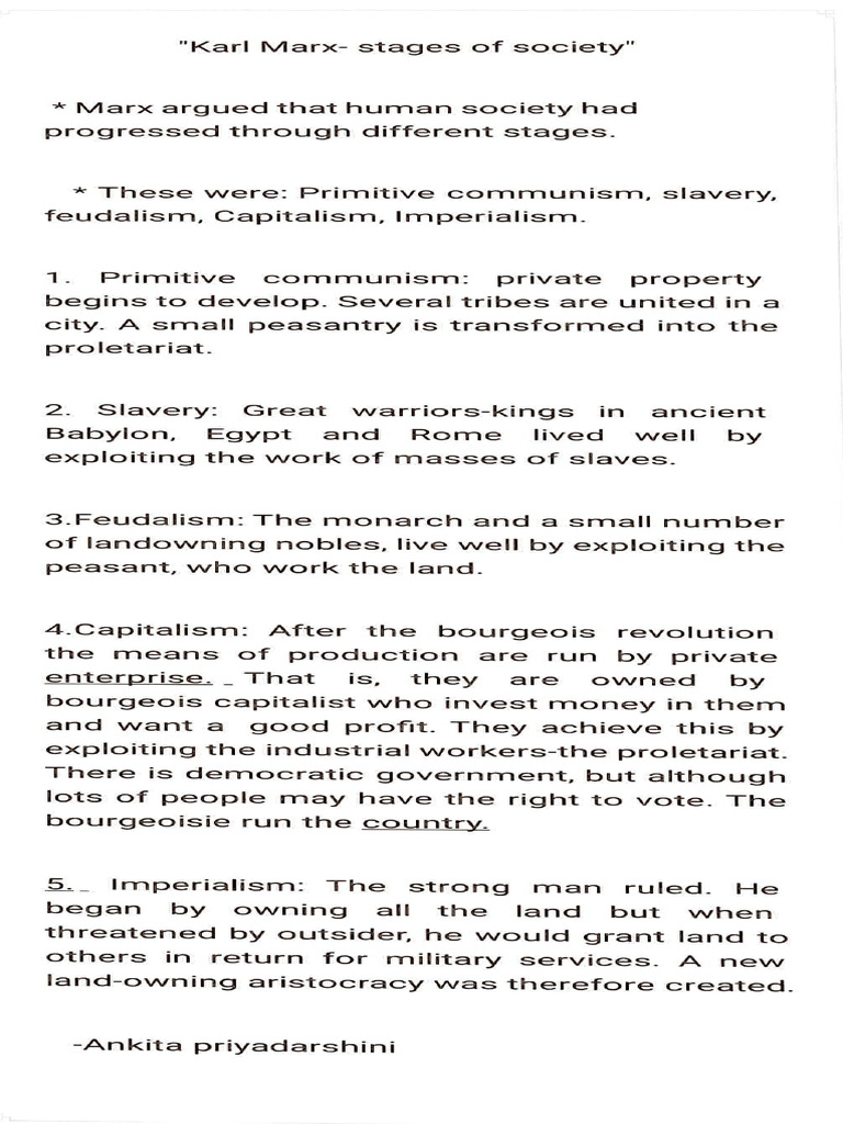 Marx's Five Stages of Society | PDF