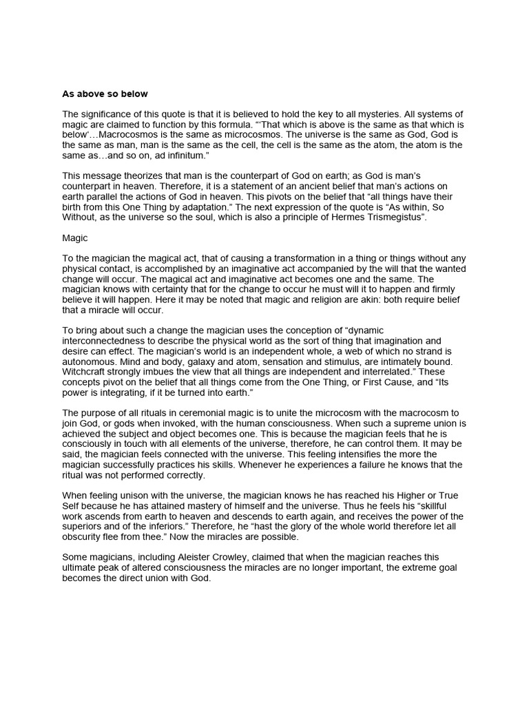 As Above - So Below | PDF | Ceremonial Magic | Religious Belief And ...