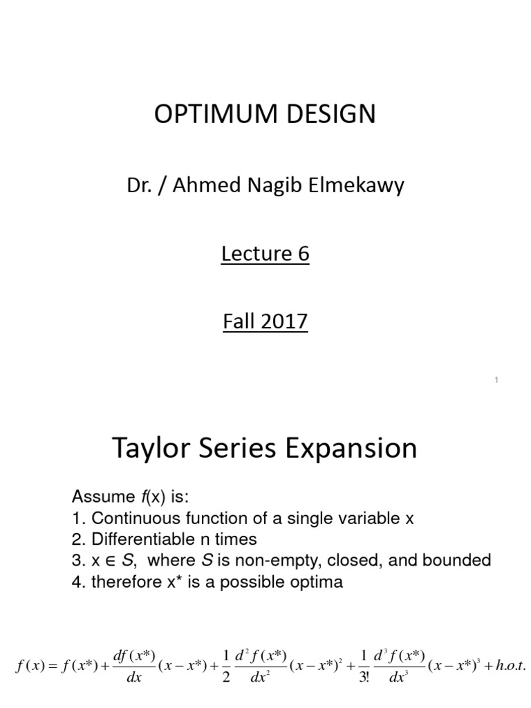 Lecture 6 Optimum Design | PDF | Mathematical Objects | Mathematical Analysis