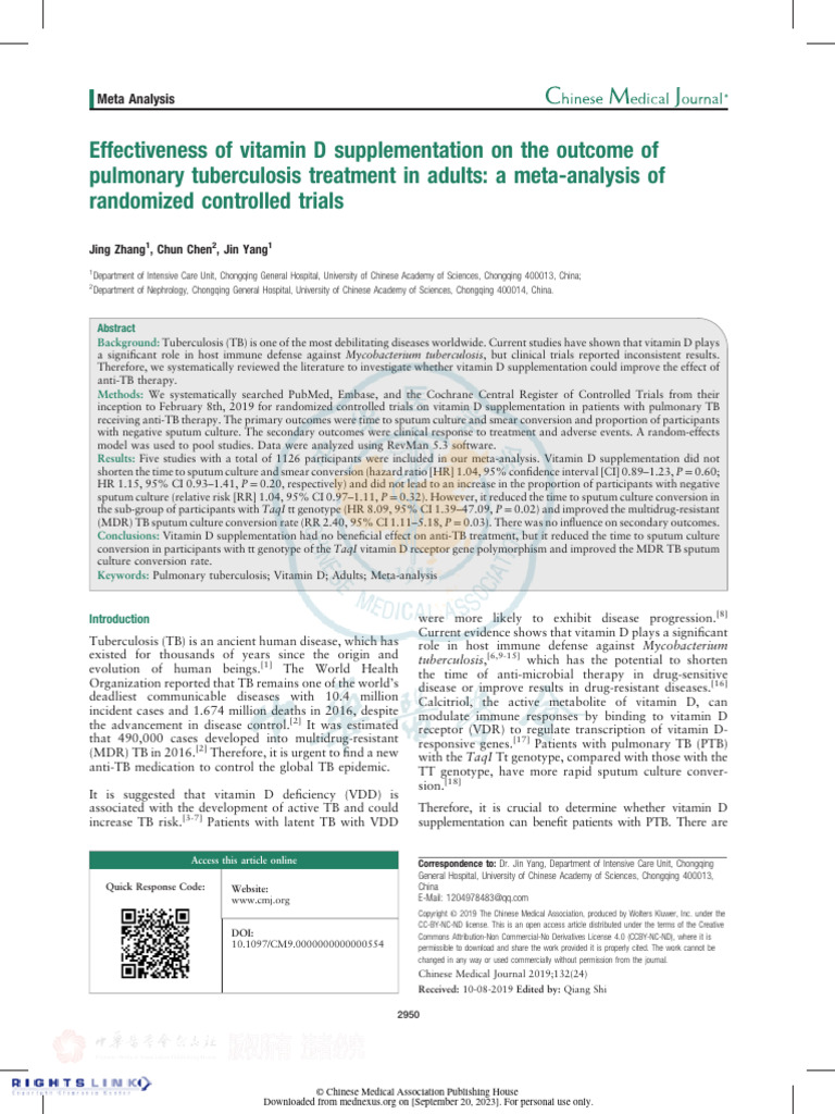 Zhang Et Al 2021 Effectiveness of Vitamin D Supplementation On The ...
