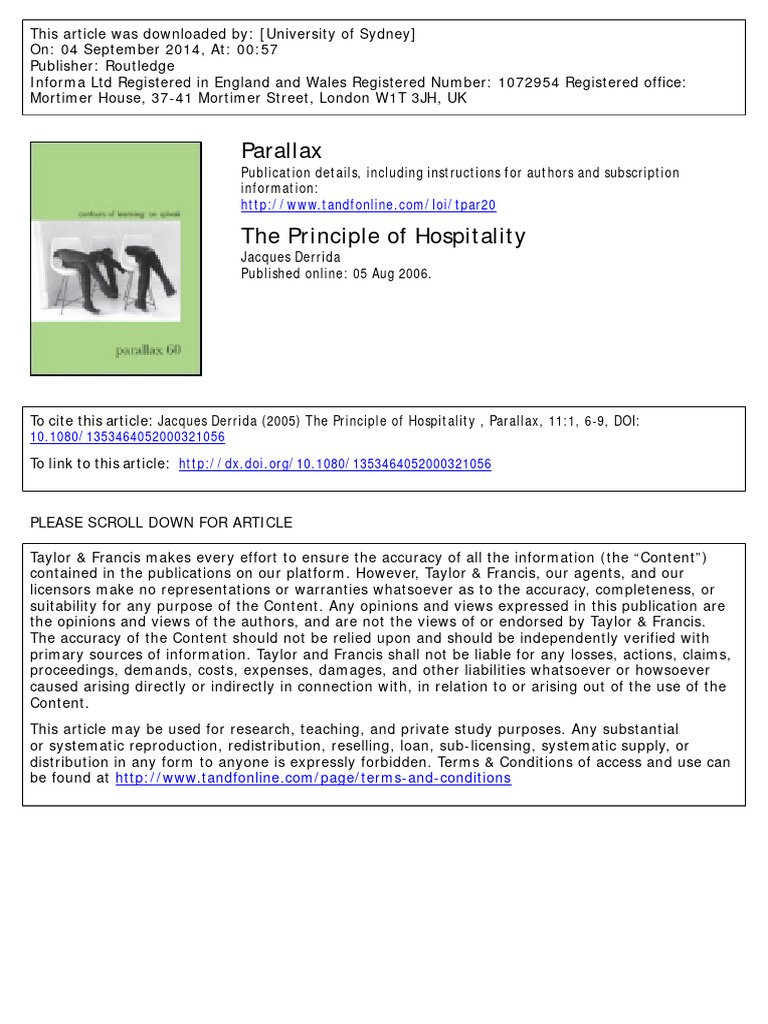 The Principle of Hospitality | PDF