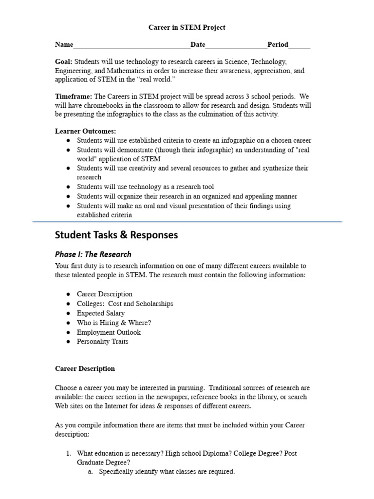 Career in STEM Project Infographic | PDF | Science, Technology ...