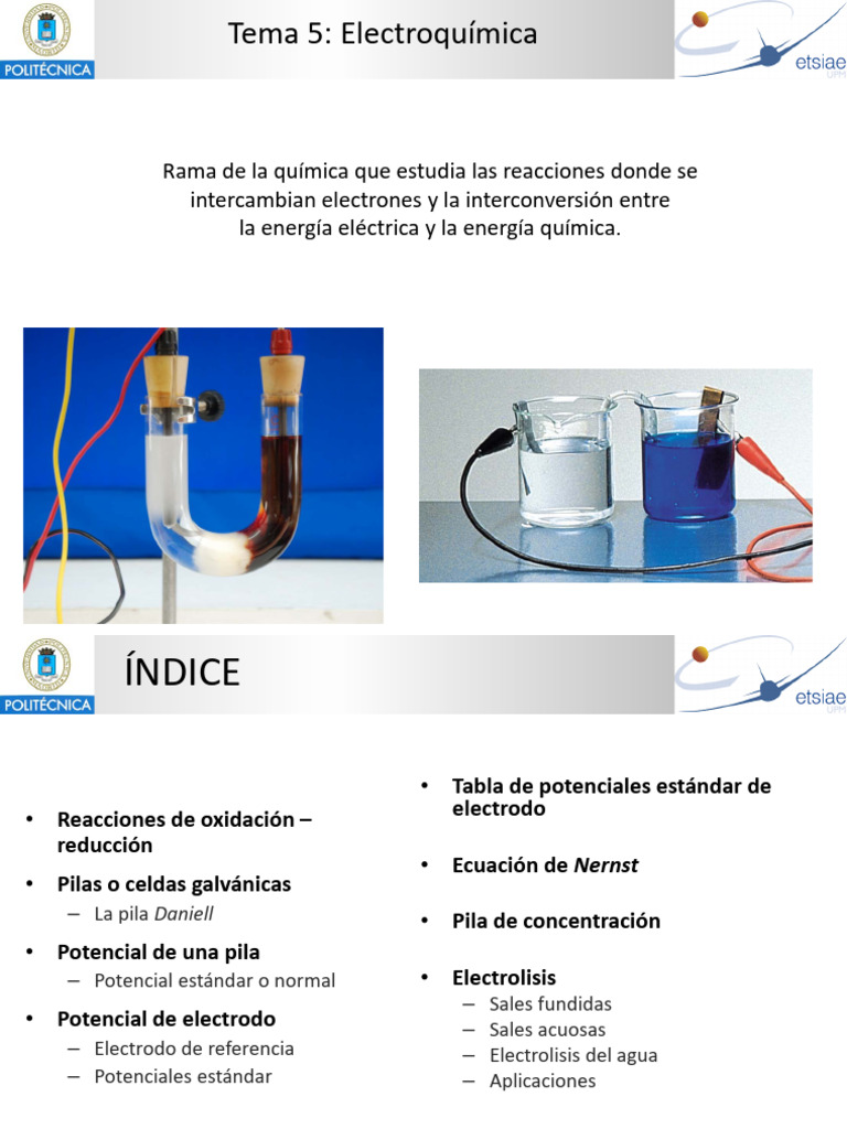 Tema 5 Electroquímica | PDF | Redox | Electroquímica