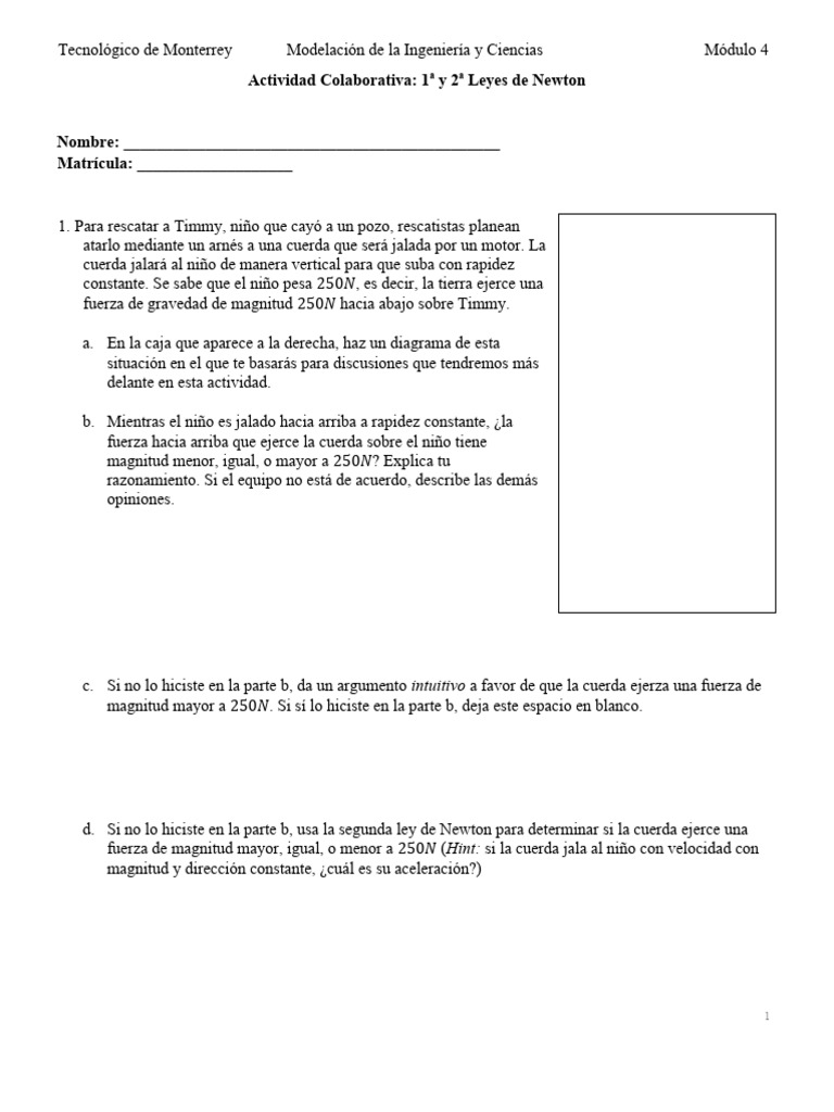 05 Actividad Colaborativa - 1a y 2a Leyes de Newton AL | PDF | Fuerza ...