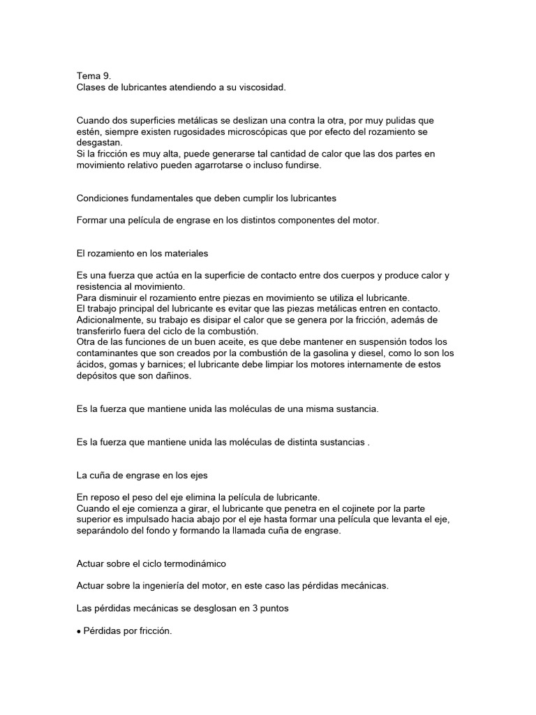 Tema 9 RESUMEN | PDF | Lubricante | Rodamiento (Mecánico)