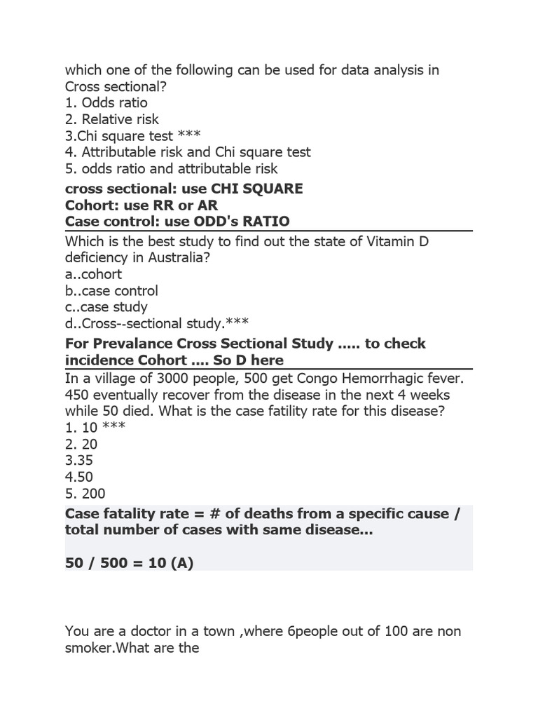 Biostats Qu Collection | PDF | Cohort Study | Sensitivity And Specificity
