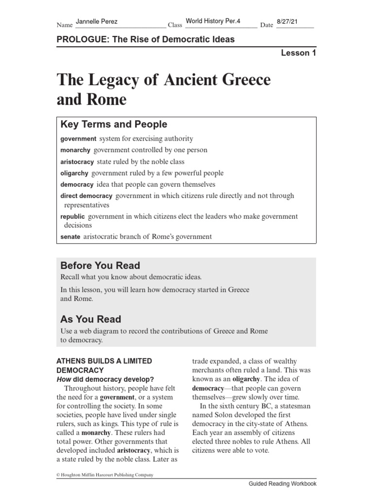 GR Lesson 1 | PDF | Ancient Greece | Democracy