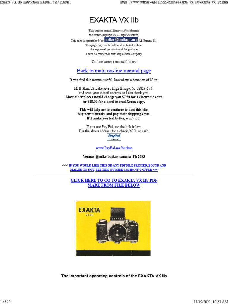 Exakta VX IIb Instruction Manual, User Manual | PDF | Aperture | Camera