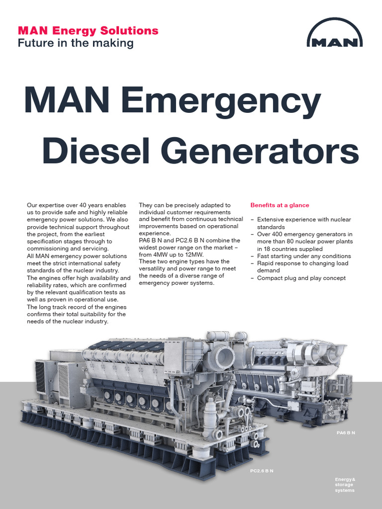 Man Emergency Diesel Generators Eng | PDF | Diesel Engine | Engines