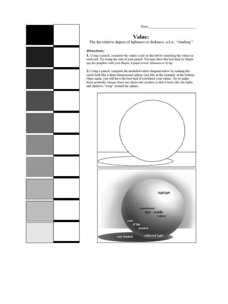 Shading Spheres Worksheet | PDF