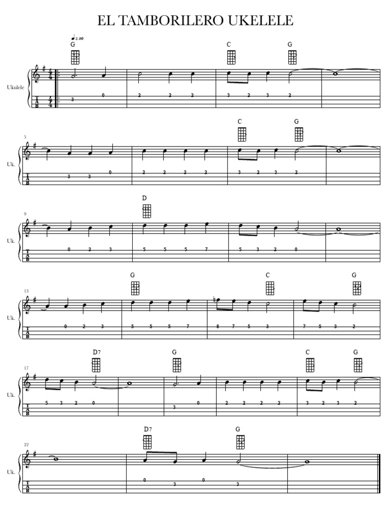 EL TAMBORILERO UKELELE | PDF