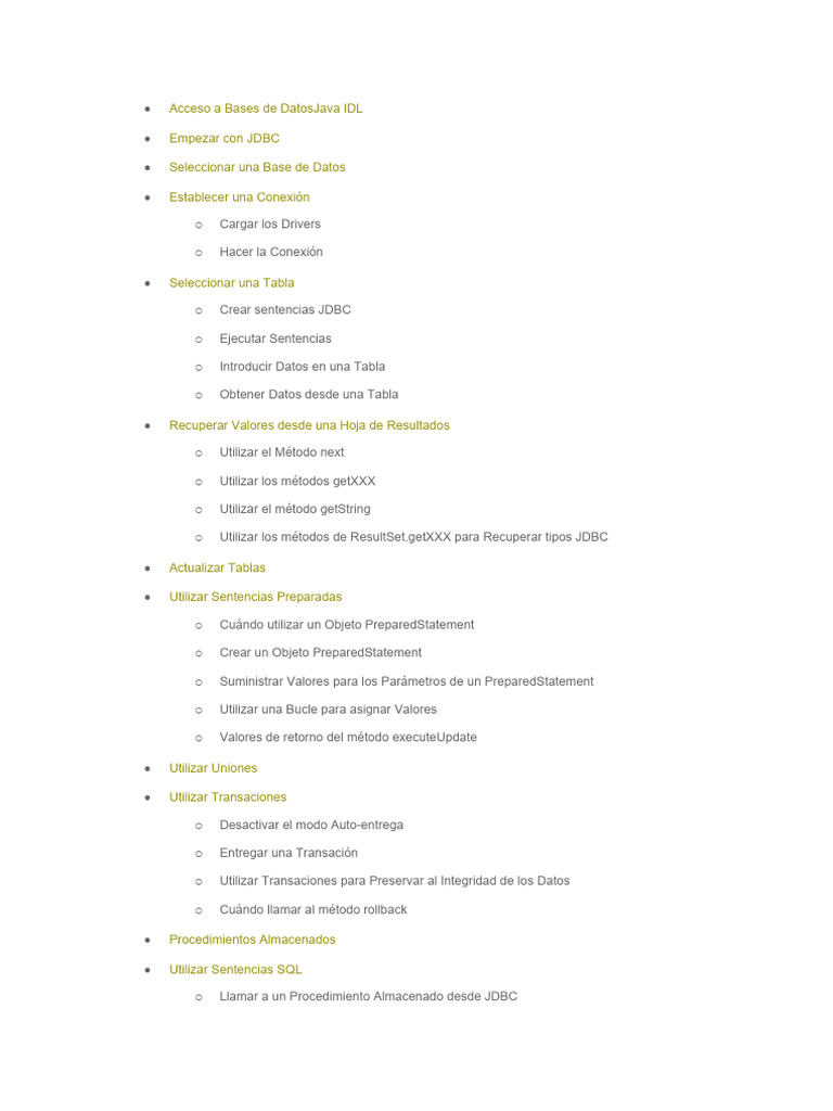 Acceso A Bases De Datosjava Jdbc Jdk12 Pdf Sql Java Lenguaje De