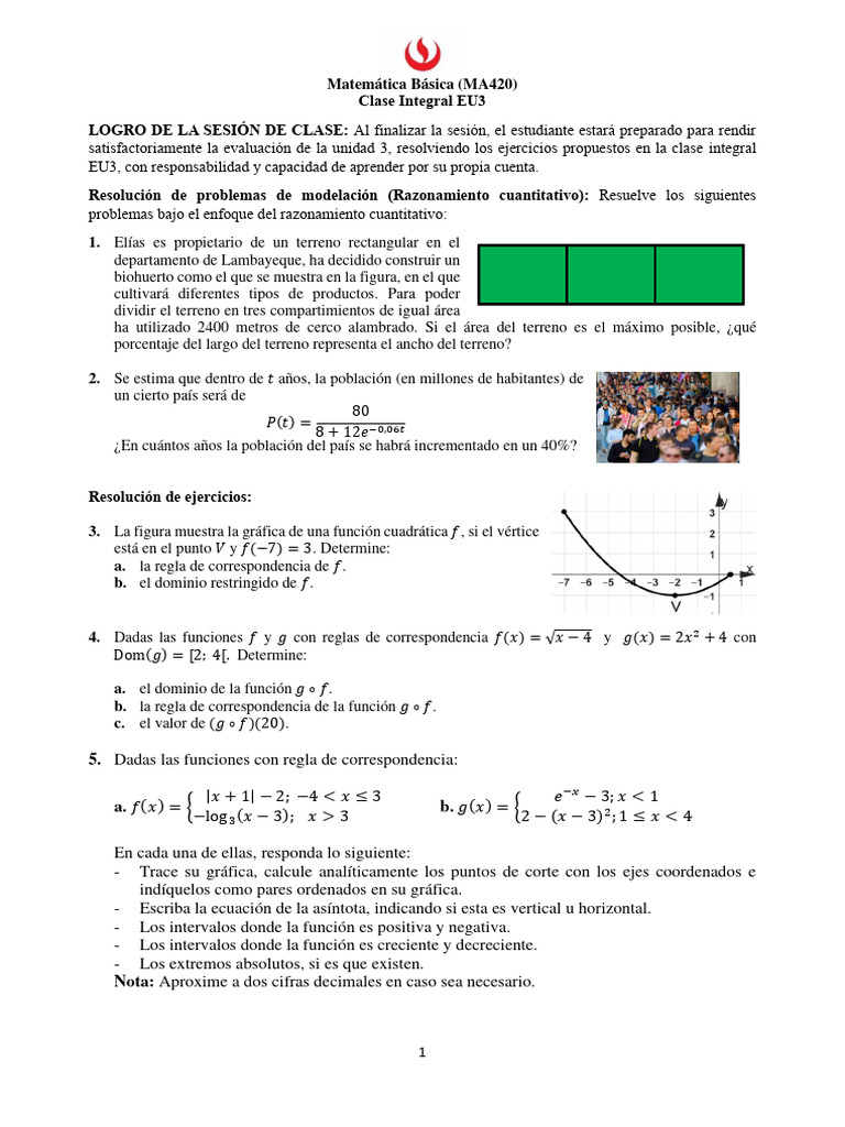 Ejercicios de Matemática Básica MA420 | PDF | Asíntota | Integral