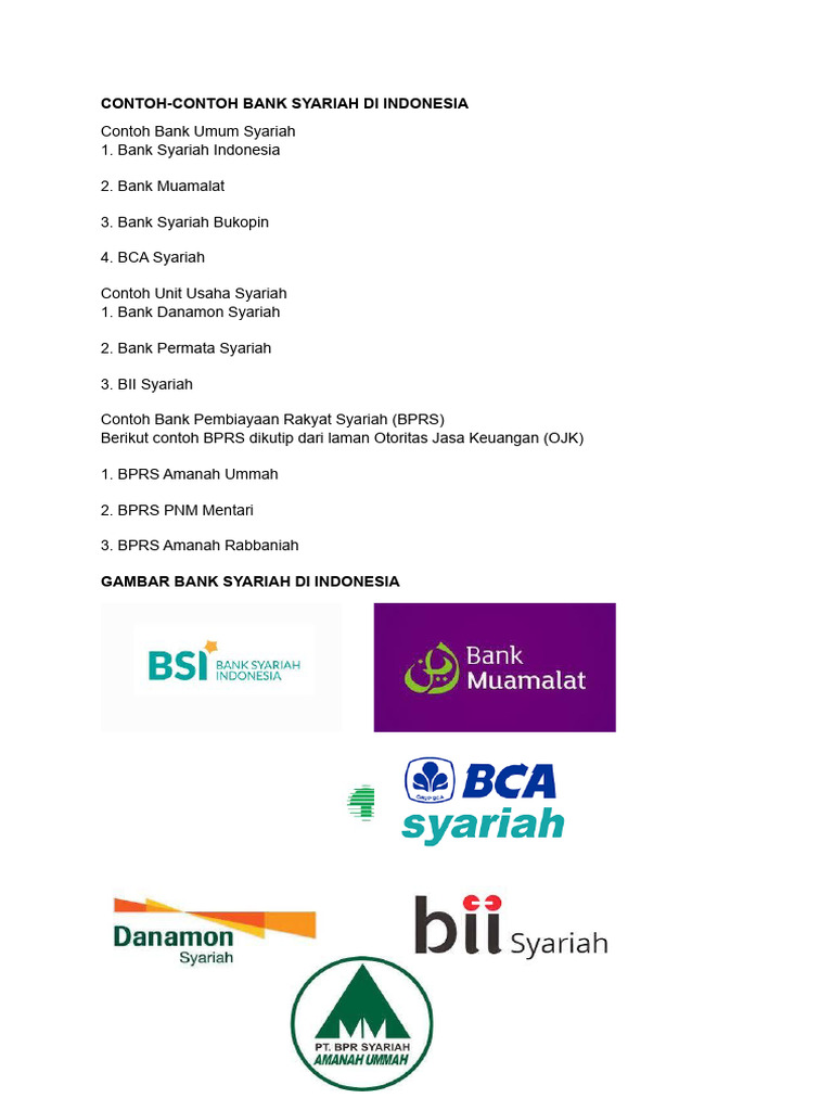 Contoh Bank Syariah Indo Dan Dunia | PDF