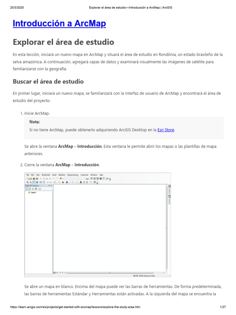 1 - Explorar El Área de Estudio-Introducción A ArcMap - ArcGIS | PDF ...