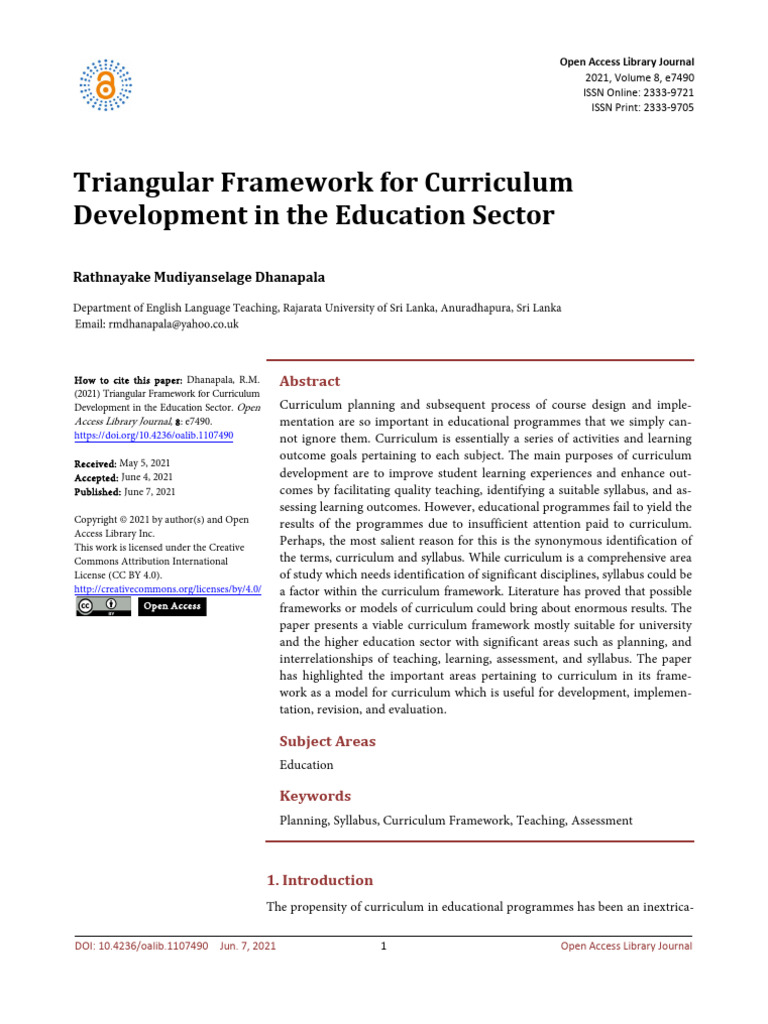 Triangular Framework For Curriculum | Download Free PDF | Curriculum ...