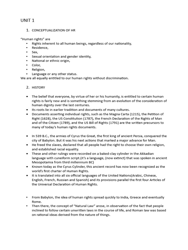 Human Rights Notes | Download Free PDF | Human Rights | Natural Law