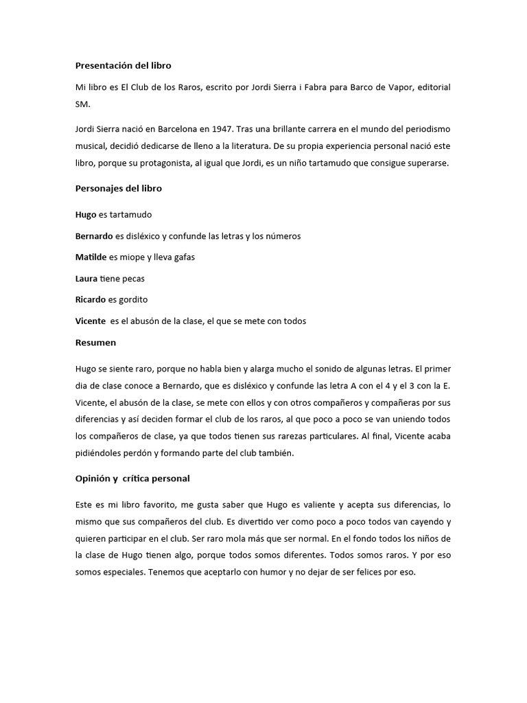 El Club de Los Raros | PDF