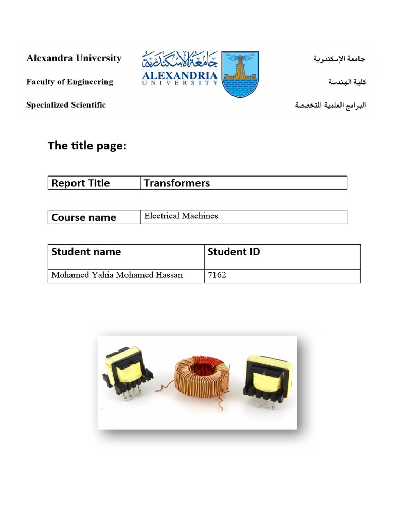Electrial Machines Third Report | PDF | Transformer | Voltage