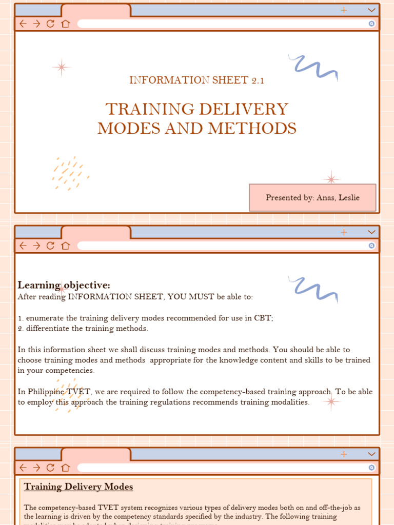 PTS LO2 - Training Design and Training Delivery Method | PDF | Learning | Instructional Design