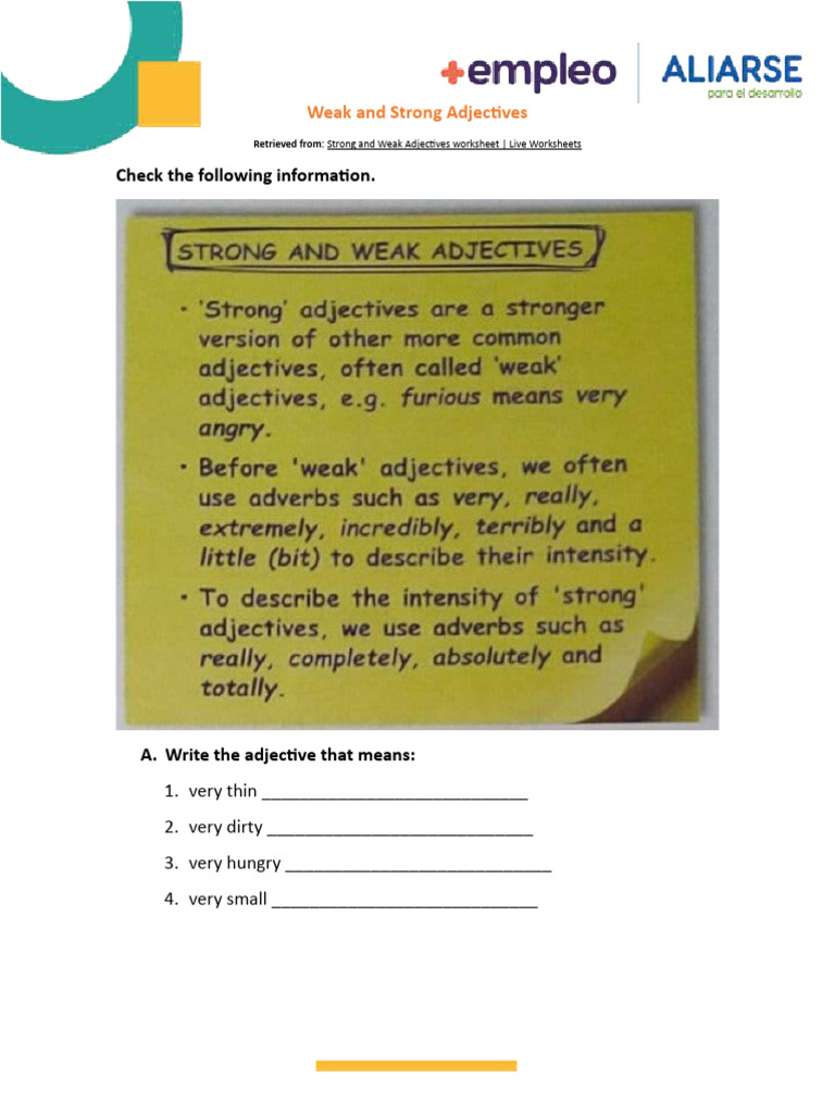 Weak and Strong Adjectives Practice | PDF