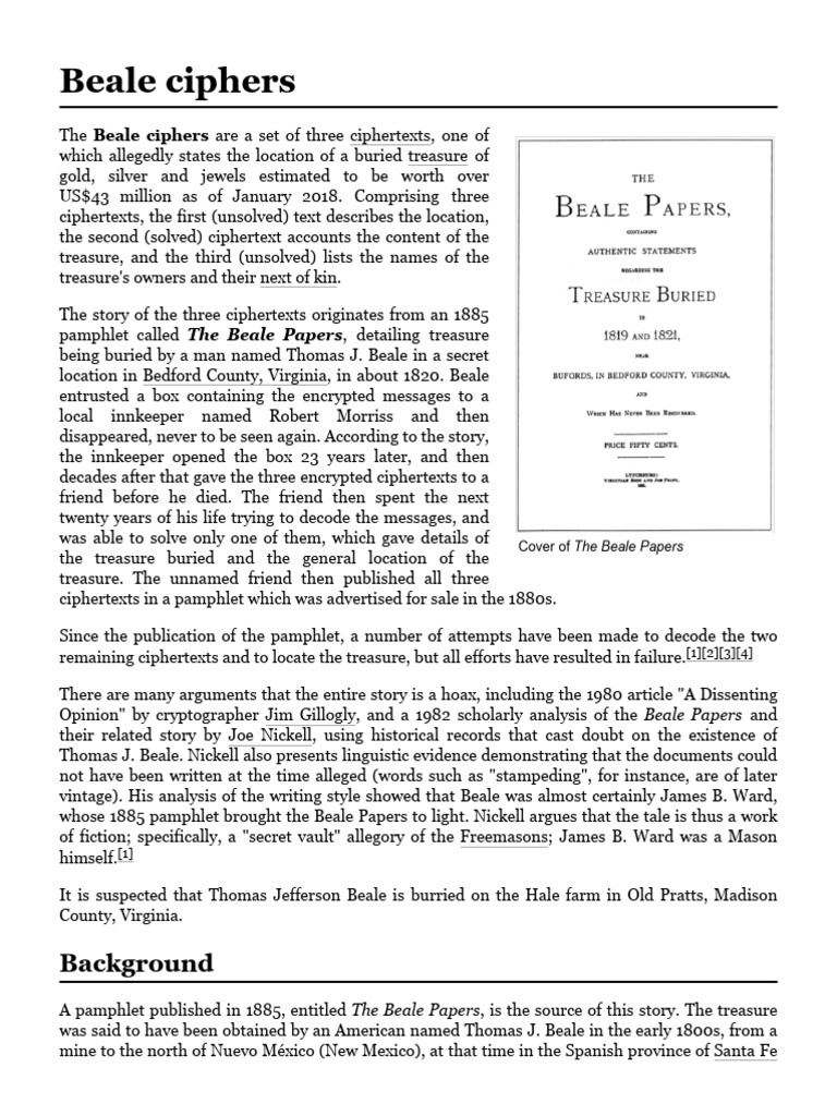 Beale Ciphers | PDF | Cyberwarfare | Security