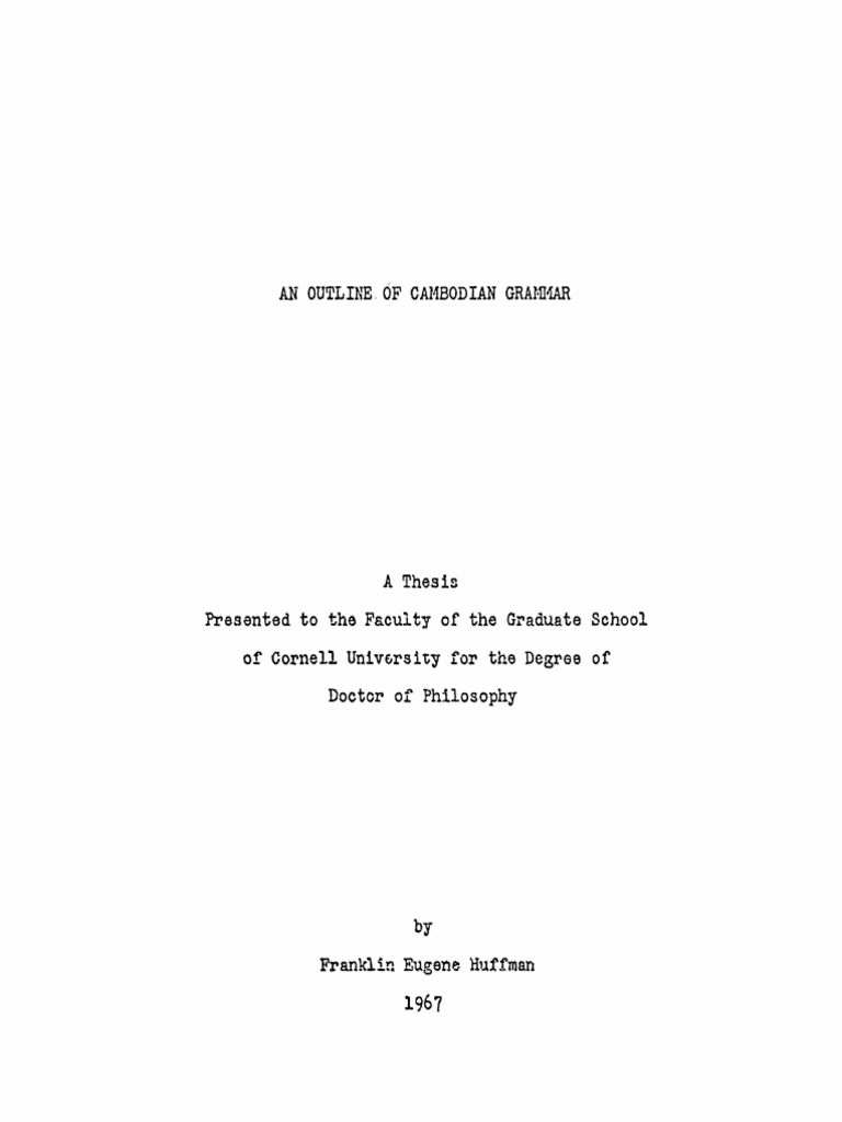 Khmer An Outline of Cambodian Grammar (Huffman) | PDF