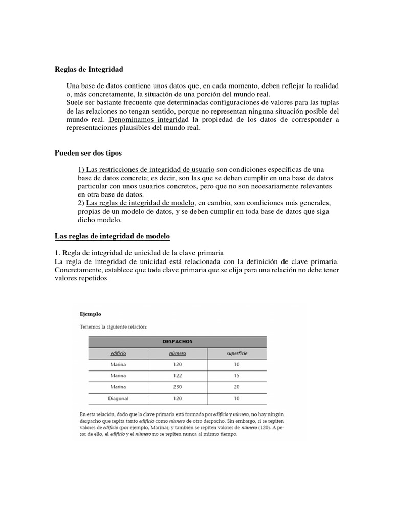 Reglas De Integridad Pdf Bases De Datos Cibernética 2594