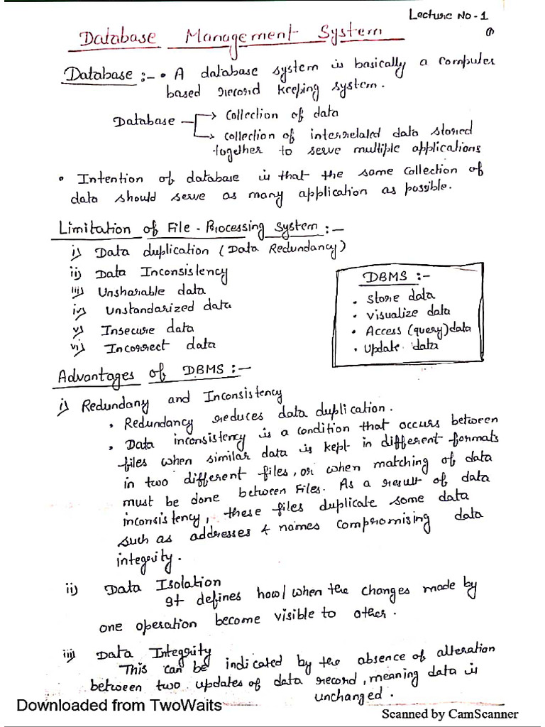 Unit-1 Notes DBMS | PDF Unit-1 Notes DBMS | PDF