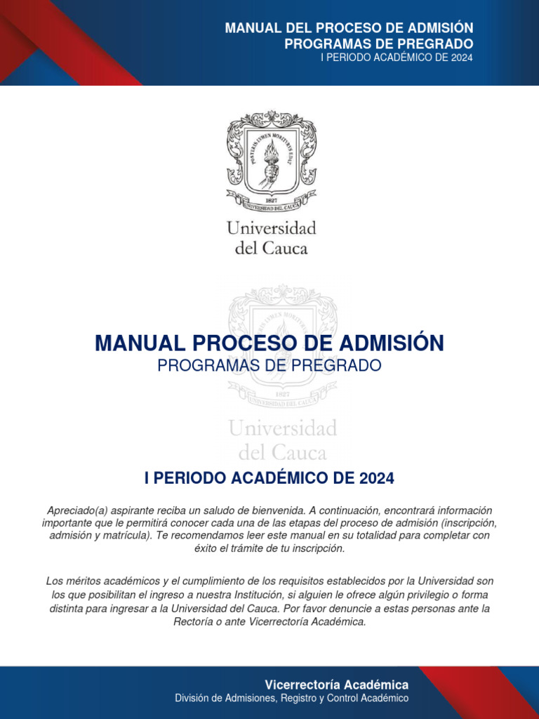 Manual Admisiones 2024 | PDF