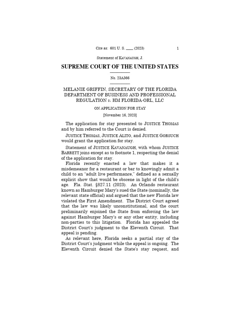 SCOTUS Order On Adult Live Performance Appeal | PDF | Injunction ...