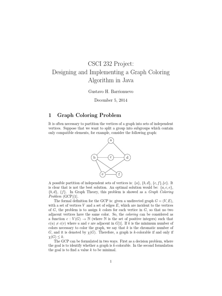 Designing And Implementing A Graph Coloring Algorithm In Java Pdf Vertex Graph Theory 