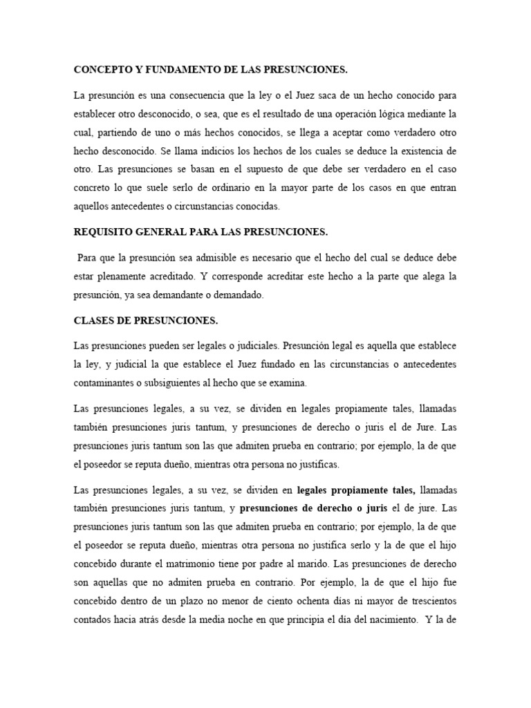 Concepto y Fundamento de Las Presunciones | PDF | Ley común | Justicia