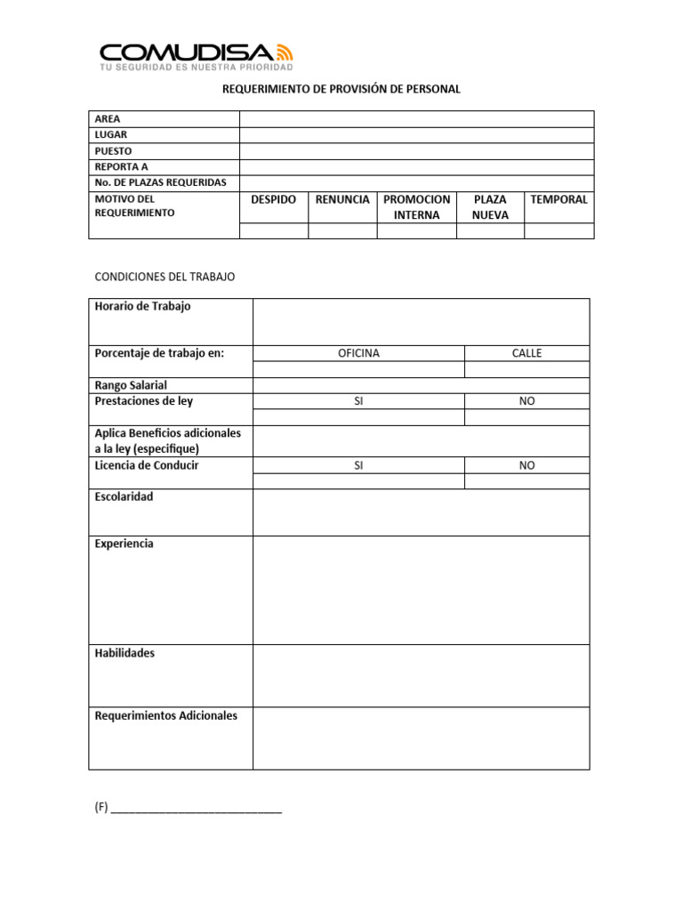 Requerimiento de Provisión de Personal | PDF | Gestión de recursos humanos
