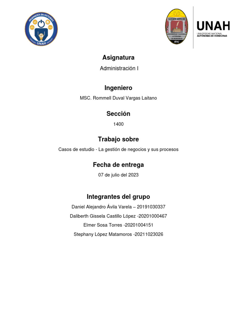 Casos de Estudio - La Gestión de Negocios y Sus Procesos | Descargar gratis PDF | Planificación ...