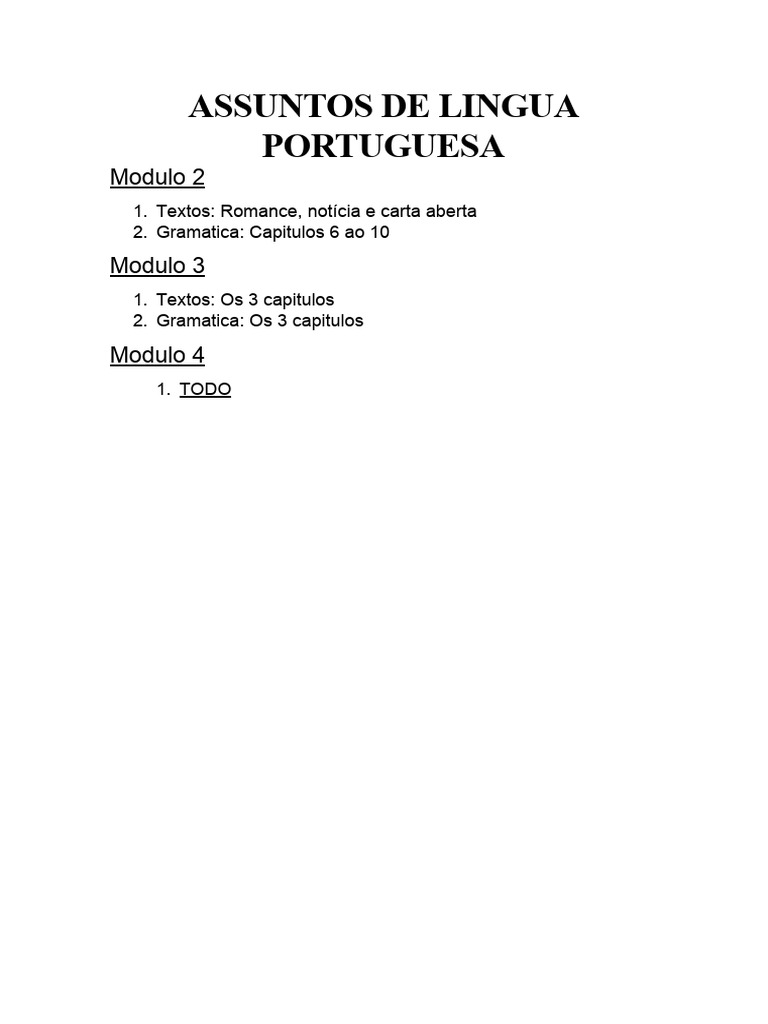 Assuntos de Lingua Portuguesa 5 Unidade 2023 7º Ano | PDF