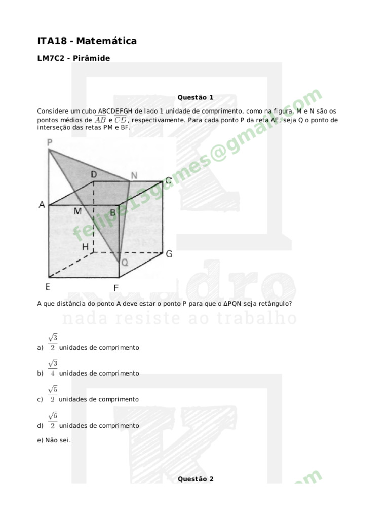LM7C2 Pirâmide | PDF | Geometria Euclidiana | Geometria