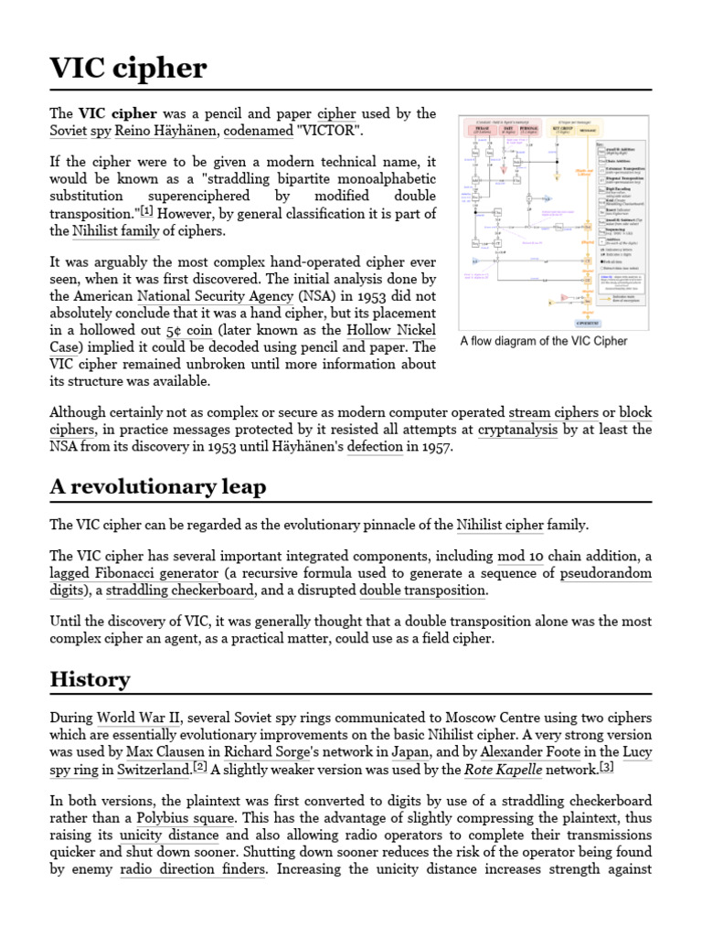 VIC cipher | PDF | Security Engineering | Computer Security