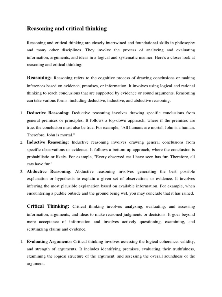 2nd Lec. Reasoning & Critical Thinking | PDF | Critical Thinking | Reason