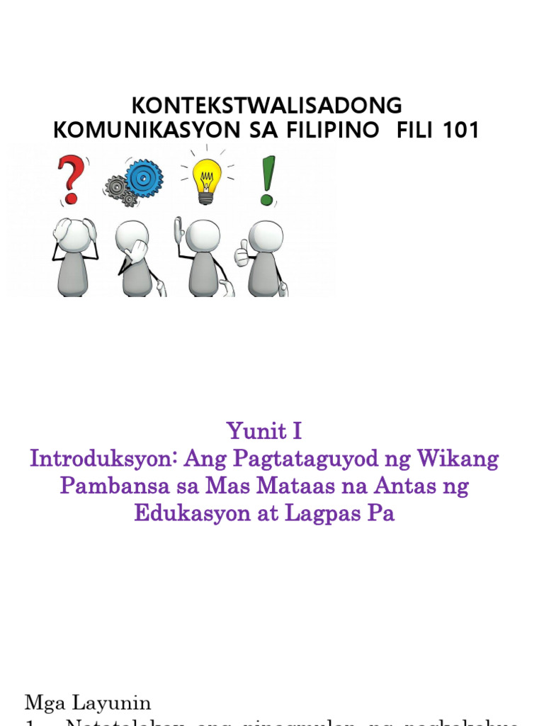 U1 - Kontekstwalisadong Komunikasyon Sa Filipino - FIL101 | PDF U1 - Kontekstwalisadong Komunikasyon Sa Filipino - FIL101 | PDF