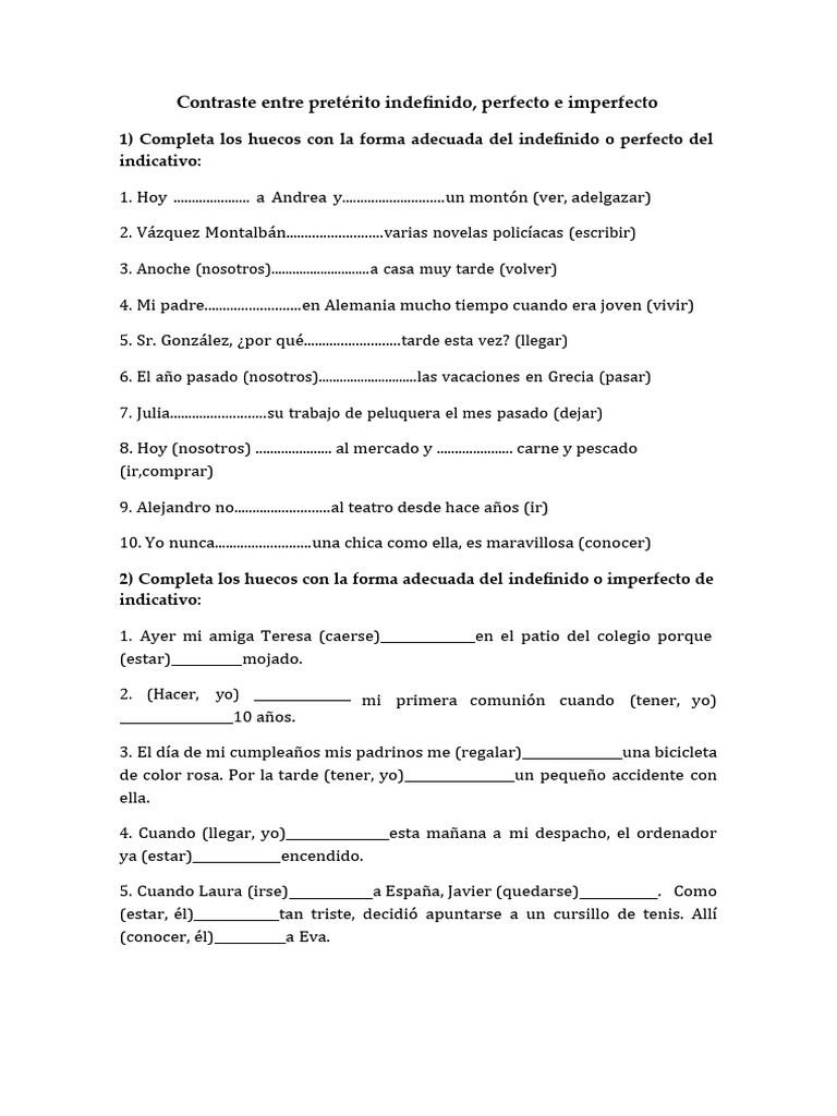 Actividad Pasados | PDF | Artes del Lenguaje y Comunicación