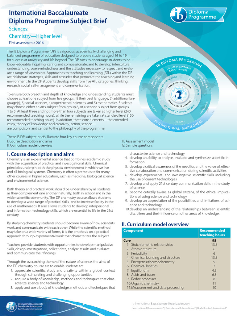 Chemistry HL | PDF | Science | Chemistry