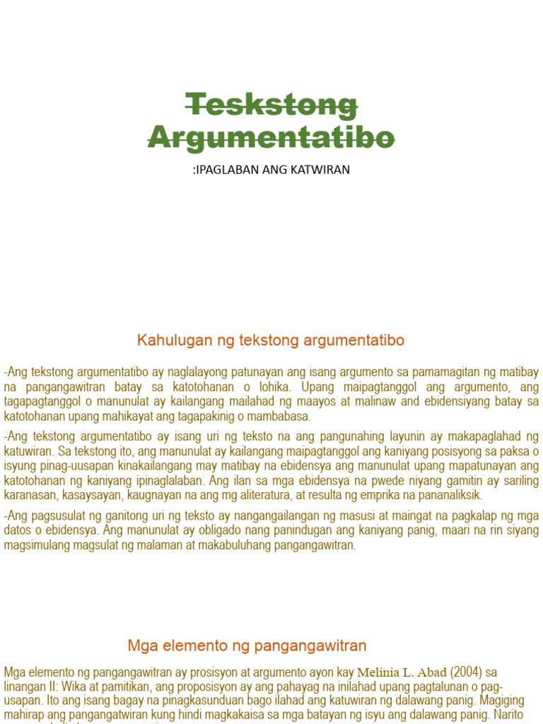 Tekstong Argumentatibo | PDF
